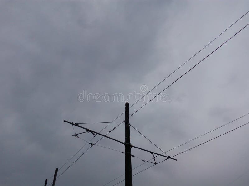 Tram Power Lines at an Intersection in the Suburbs of Melbourne Stock ...