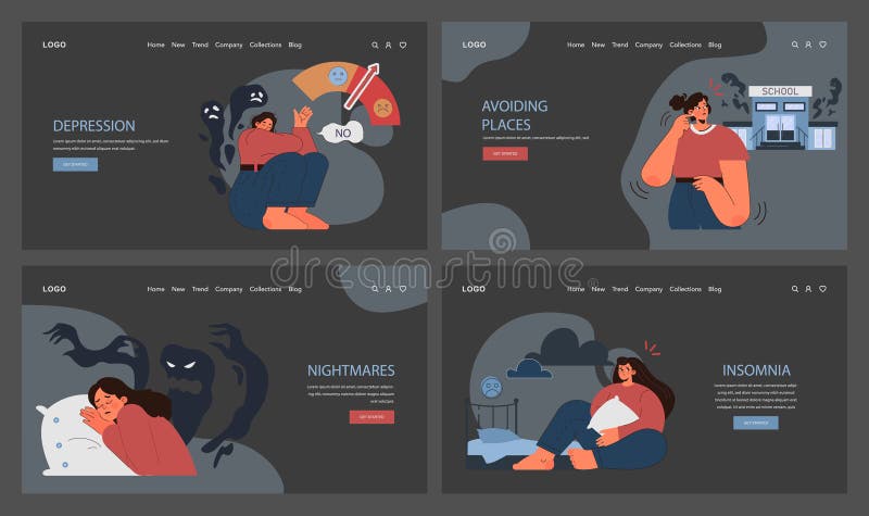 Post Traumatic Stress Disorder Web Banner or Landing Page Dark or Night ...
