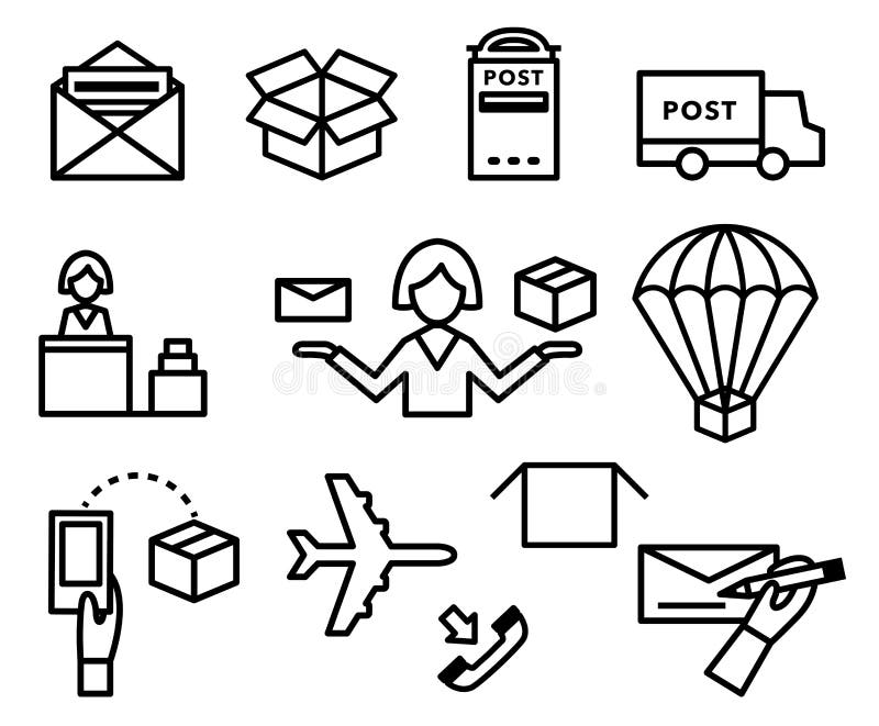 Post Vector Icons. Shipping and Delivery Set Stock Vector ...