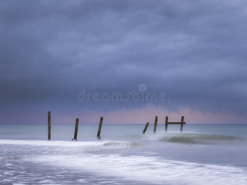 Post Waves stock image. Image of clouds, norfolk, groyne - 192030327