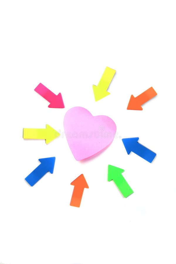 Post-it Y Flechas De La Forma Del Corazón Foto de archivo - Imagen de ...