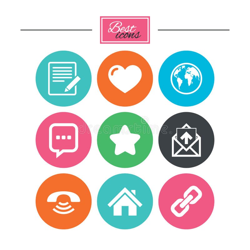 Posta, Icone Del Contatto Segni Di Comunicazione Illustrazione ...