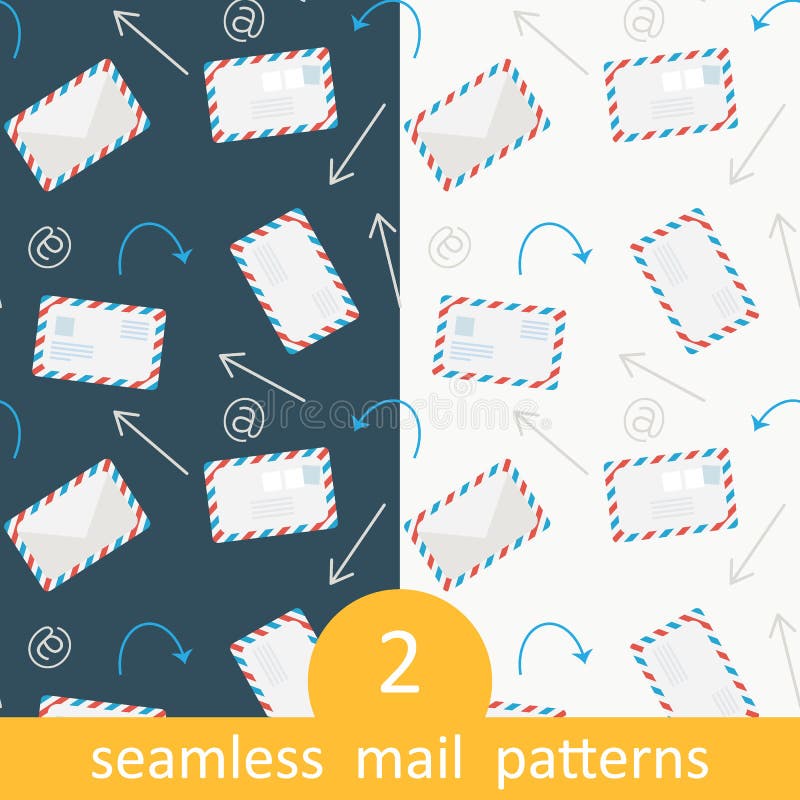 Postage Email Seamless Vector Pattern Set Stock Vector - Illustration ...