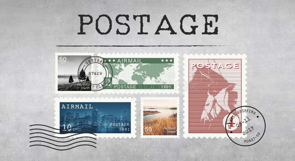 Postage Letter Parcel Stamp Mail Graphic Concept Stock Image - Image of ...