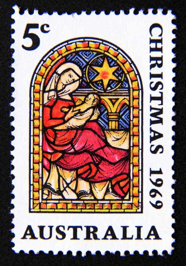 Postage Stamp Australia, 1969. Christmas 1969 Stained-glass Editorial ...