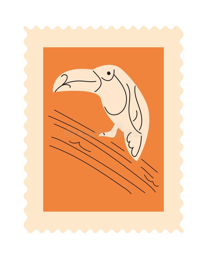 Postage stamp with bird stock vector. Illustration of travel - 360519105