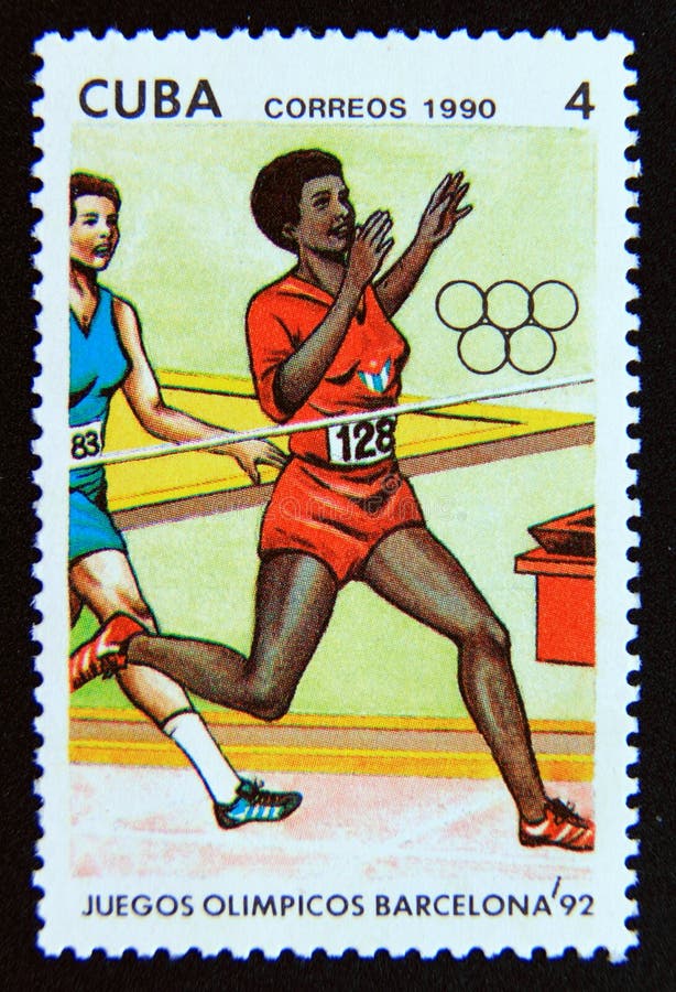 Postage Stamp Cuba 1990, Running Athlete Contestant Editorial Photo ...
