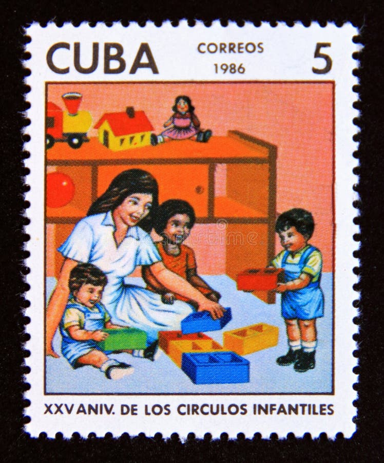 Postage Stamp Cuba 1986. Kindergartens Editorial Photography - Image of ...