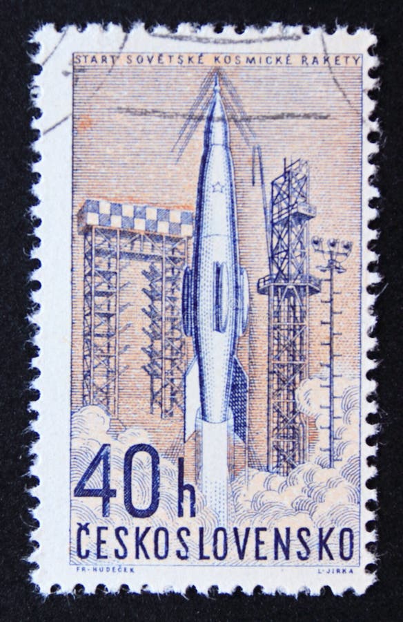 Postage Stamp Czechoslovakia, 1962, Launching of Soviet Space Rocket ...