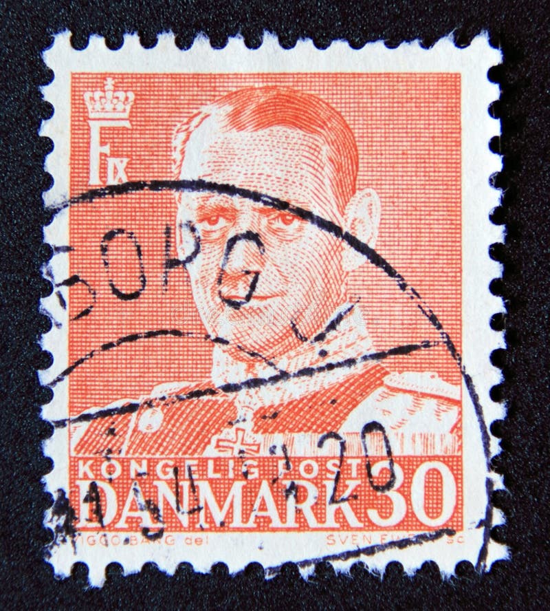 Postage Stamp Denmark, 1950. King Frederik IX Portrait Editorial ...