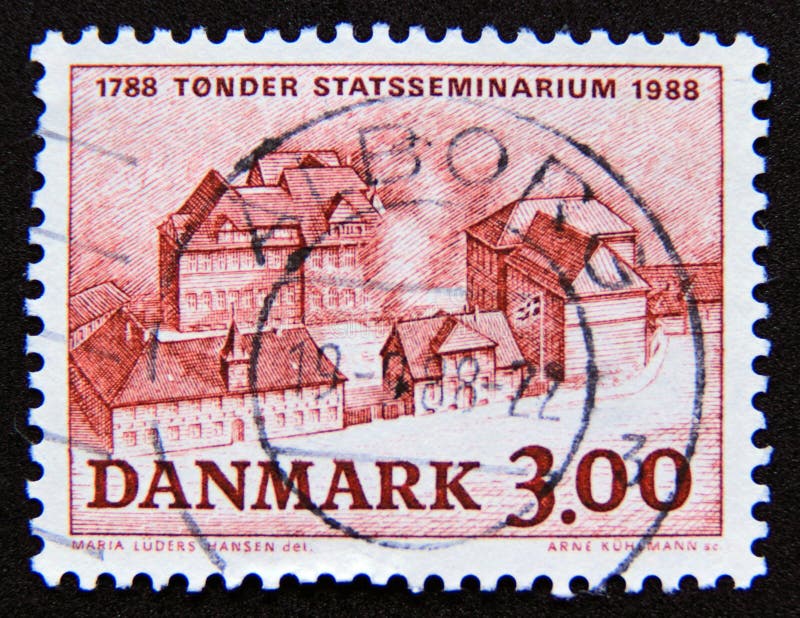 Postage Stamp Denmark, 1988. Tonder Teacher Training College Editorial ...