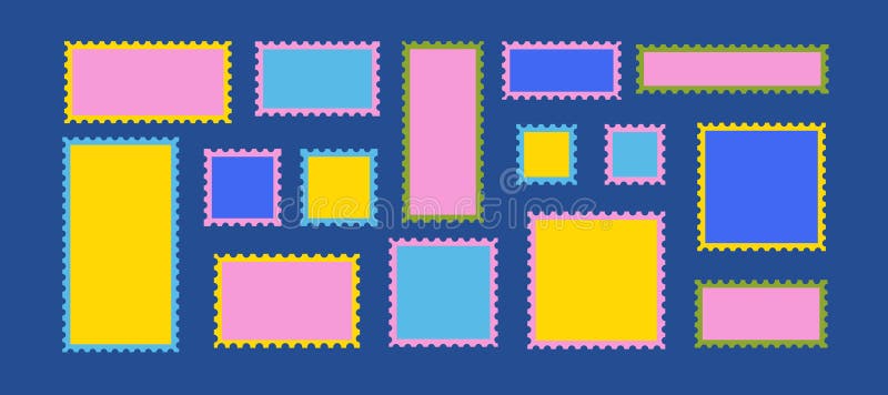 Postage Stamp Elements in Flat Style. Postage Colorful Stamp Set. Blank ...