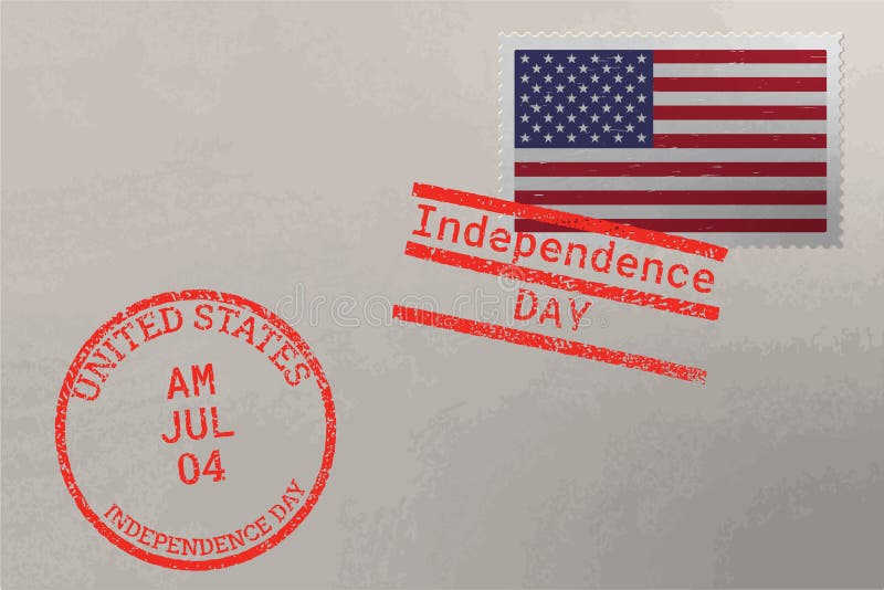Postage Stamp Envelope with USA Flag and 4-th July Stamps, Vector Stock ...