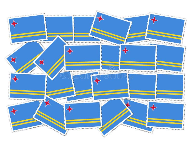 Postage Stamp with the Flag, National Flag of Aruba Stock Illustration ...