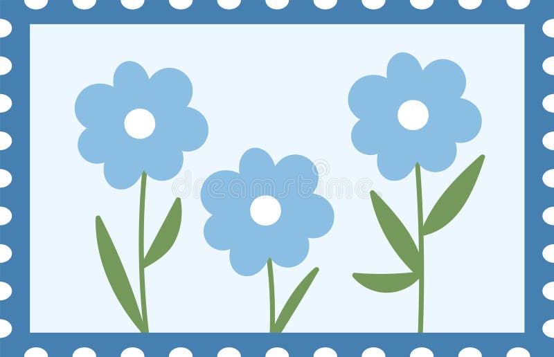 Postage Stamp with Flowers stock vector. Illustration of vector - 303663318