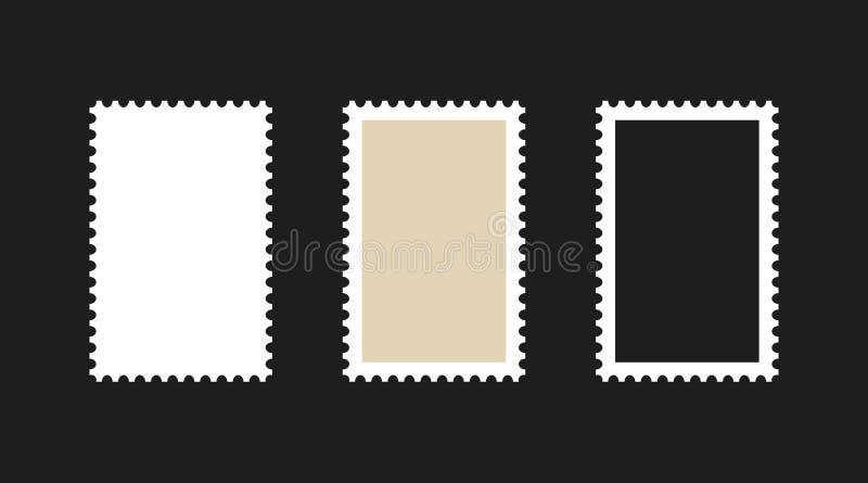 Postage Stamp Frames Set. Empty Border Template for Postcards and ...