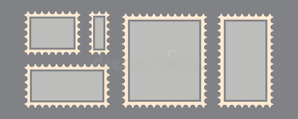Postage Stamp Frames Set. Empty Border Template for Postcards and Letters Stock Vector ...