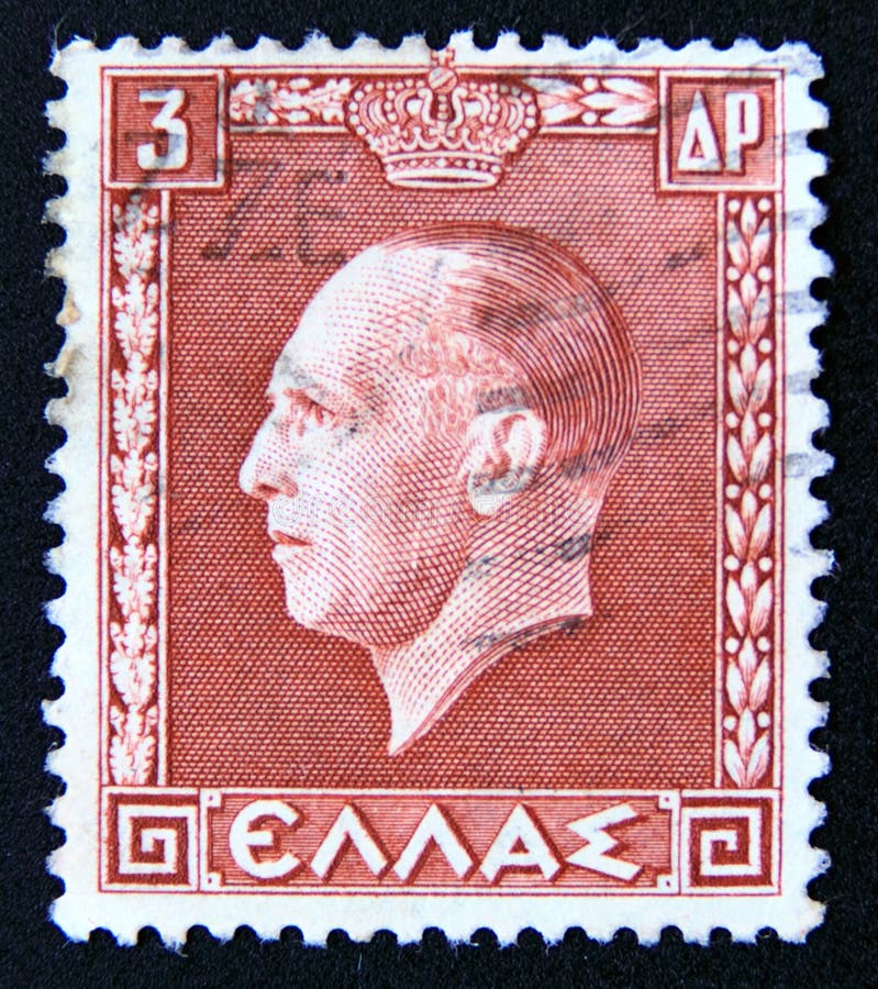 Postage Stamp Greece, 1937. King George II Portrait Editorial ...
