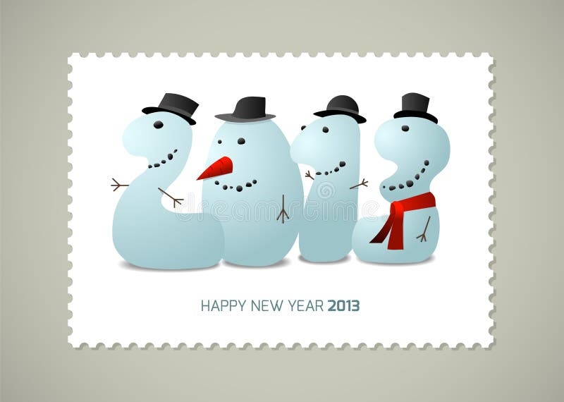 Postage Stamp Happy New Year Stock Vector - Illustration of concept ...