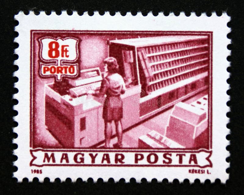 Postage Stamp Hungary, 1985, Postage Due Letter Sorting Machine ...