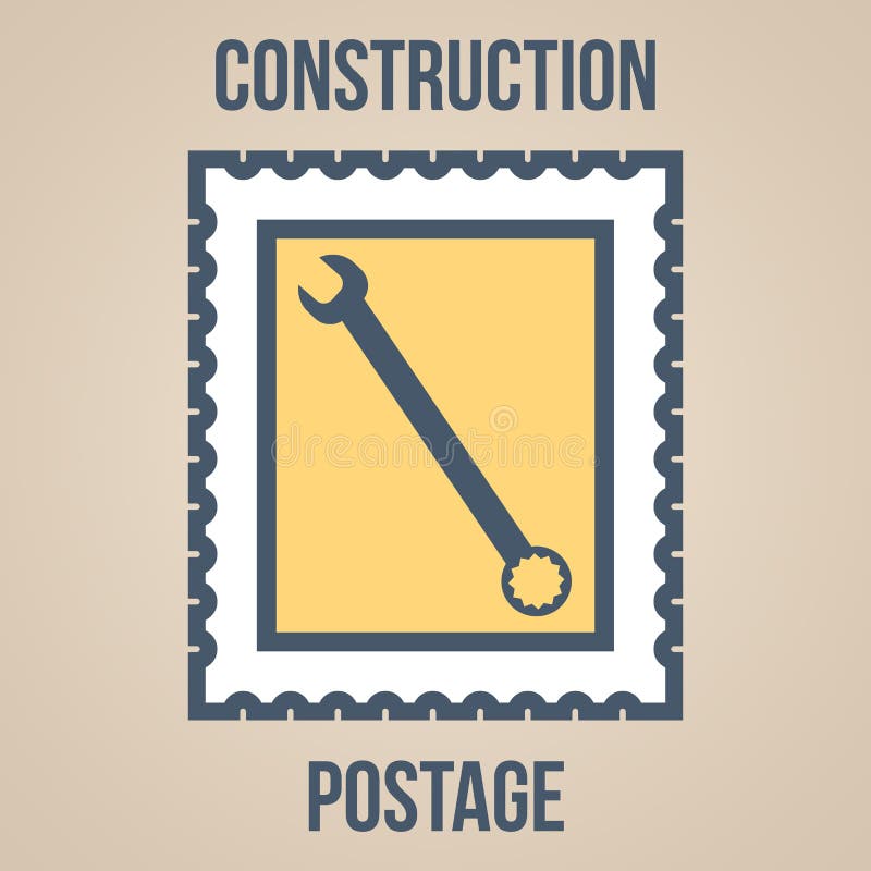 Postage Stamp Icons of Silhouettes of Construction Tools. Wrench Stock ...