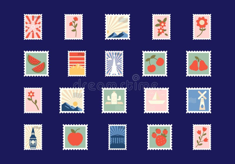 Postage Stamp Illustration Element Art Stock Vector - Illustration of ...