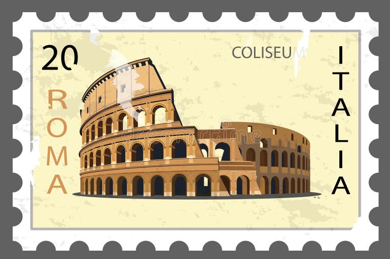 Postage Stamp with the Image of the Colosseum. Vector Stock Vector ...