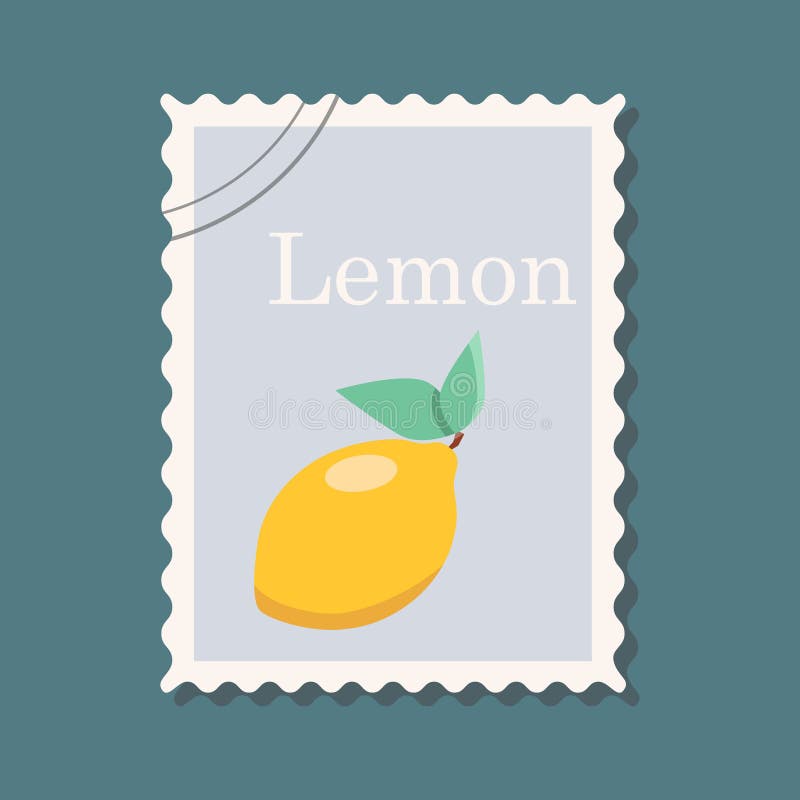 Postage Stamp with the Image of a Lemon Stock Vector - Illustration of ...