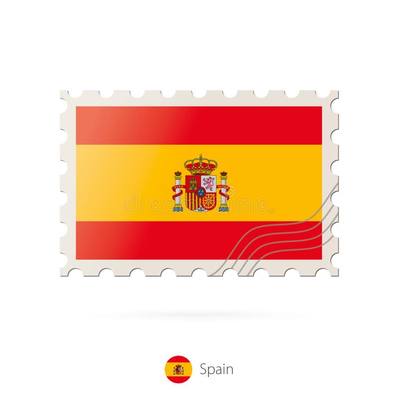 Postage Stamp with the Image of Spain Flag Stock Vector - Illustration ...