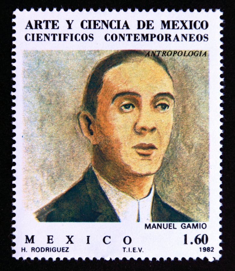 Postage Stamp Mexico, 1982. Manuel Gamio Anthropologist Portrait ...