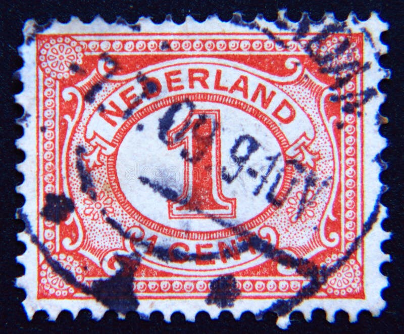 Postage Stamp Netherlands, 1899, Figure One Cent Editorial Stock Photo ...