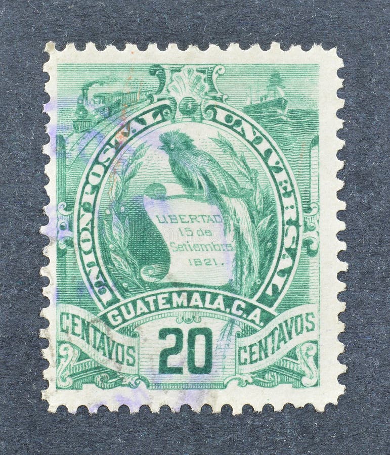 Postage Stamp Printed by Guatemala, that Shows Coat of Arms (1886 ...