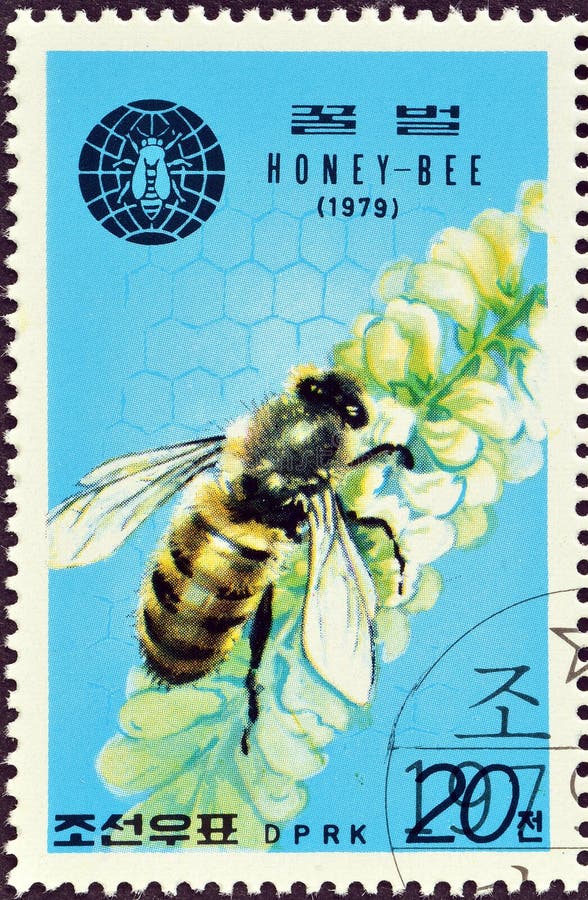 Postage Stamp Printed by North Korea that Shows Honey Bee Editorial ...