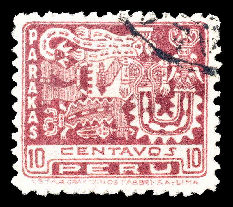 Postage Stamp Printed by Peru Editorial Stock Image - Image of parakas ...