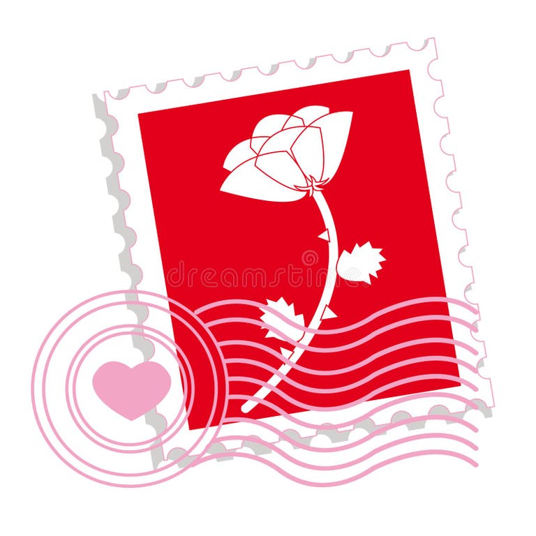 Postage stamp with rose stock vector. Illustration of floral - 7695849