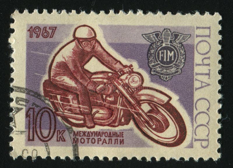 Postage stamp editorial image. Image of move, bike, motor - 195271660