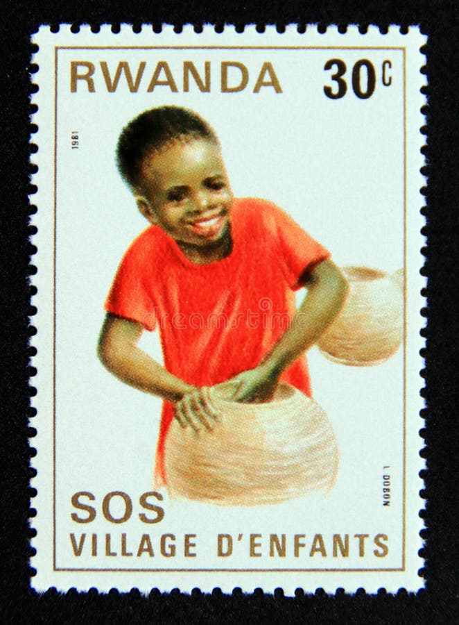 Postage Stamp Rwanda, 1981. SOS Children`s Village Editorial Stock ...