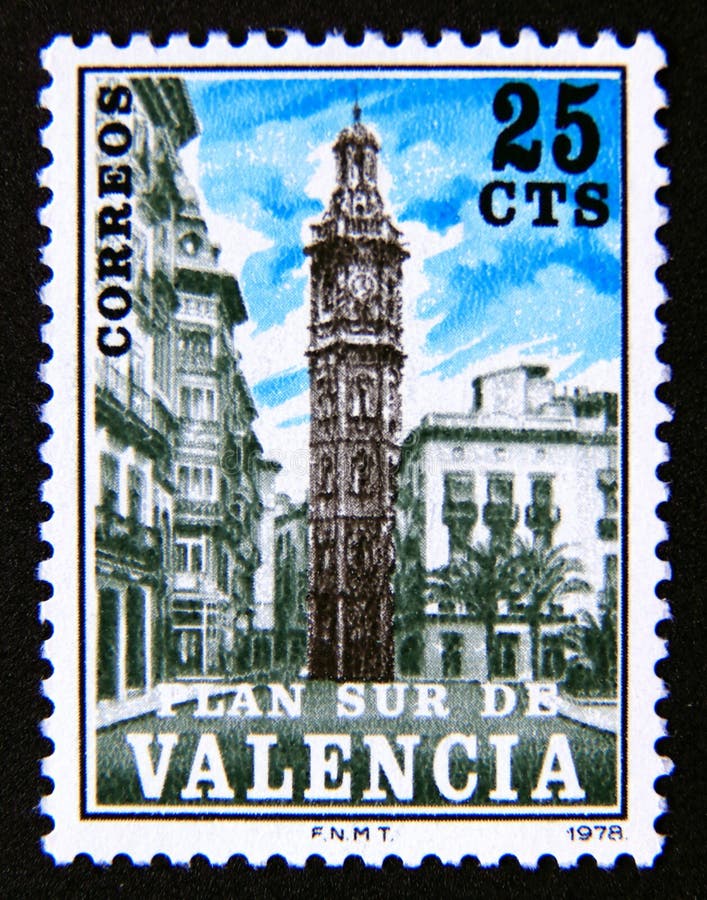 Postage Stamp Spain, 1978. Tower of Santa Catalina, Valencia Editorial ...