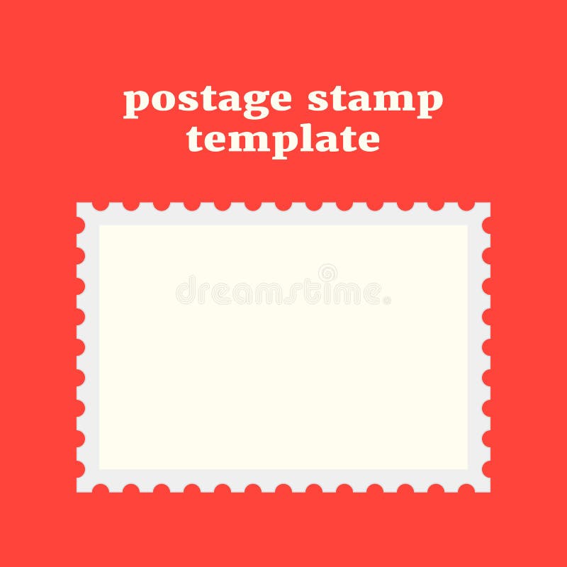 Postage Stamp Template On Red Background Stock Vector - Illustration of ...