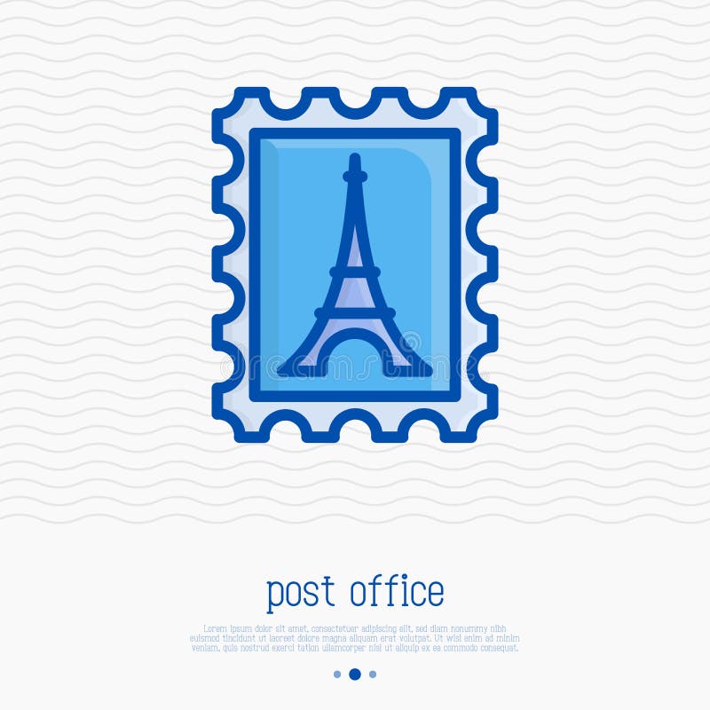 Postage Stamp Thin Line Icon Stock Vector - Illustration of postal ...