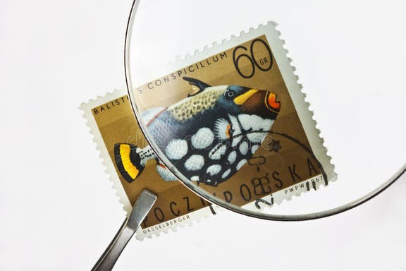Postage Stamp Under Magnifier with Tweezers Editorial Photo - Image of ...