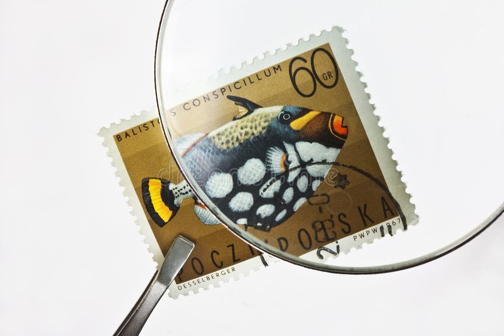 Postage Stamp Under Magnifier with Tweezers Editorial Photo - Image of ...