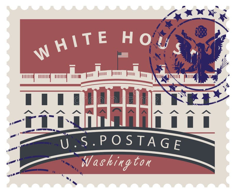 Postage Stamp with White House in Washington DC Stock Vector ...