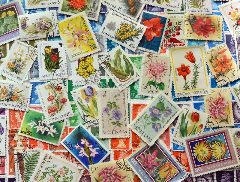 Postage Stamps with Flowers Editorial Photography - Image of postal ...