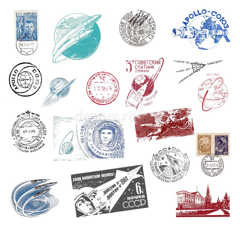 Postage Stamps and Labels from the Soviet Union Stock Illustration ...