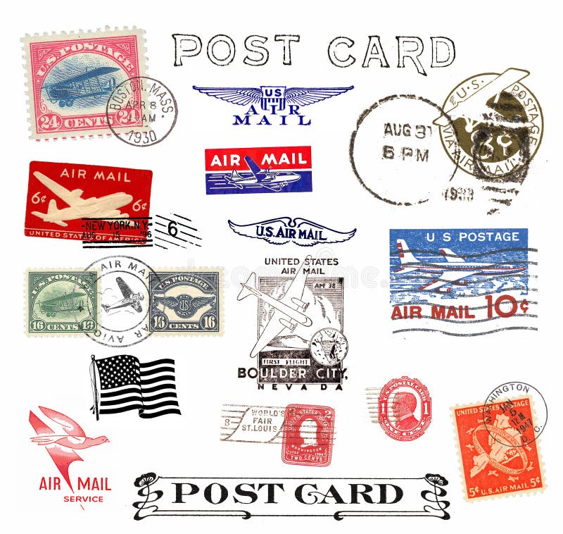 Postage Stamps and Labels from US Stock Illustration - Illustration of ...