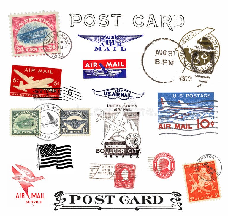 Postage Stamps and Labels from US Stock Illustration - Illustration of ...