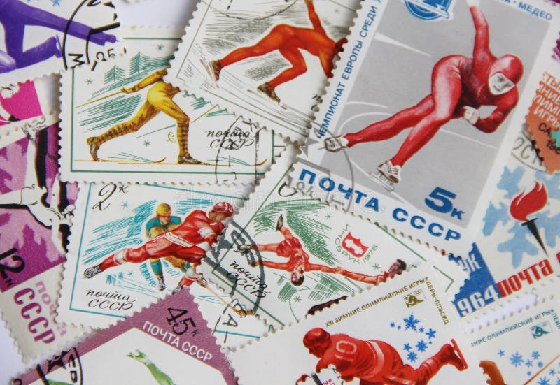 Sport on postage stamps editorial image. Image of cancelled - 146720730