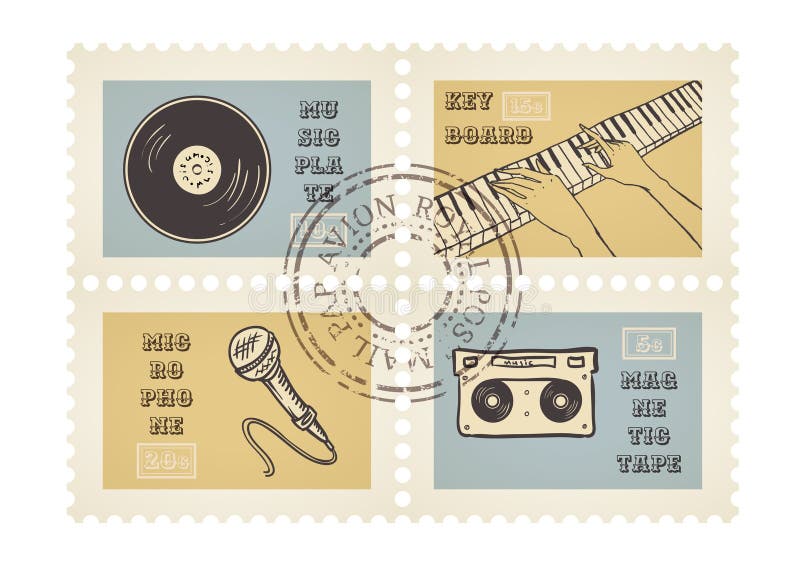 Music Instruments Stamps Stock Illustrations – 14 Music Instruments ...
