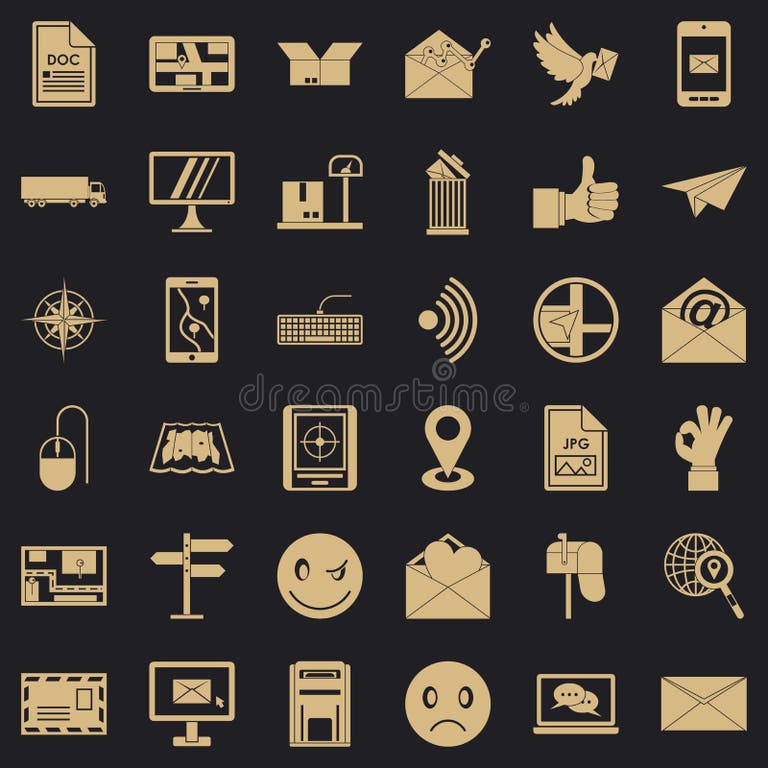 Postal Code Icons Set, Simple Style Stock Vector - Illustration of ...